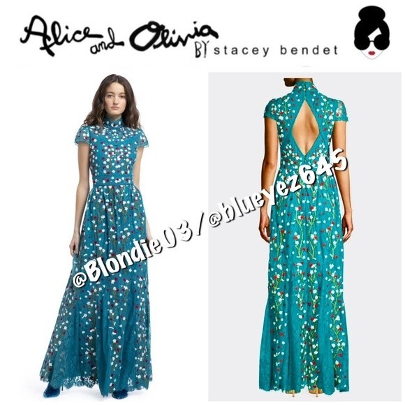 Alice + Olivia | Dresses | Alice Olivia Arwen Godet Lace Embroidered ...